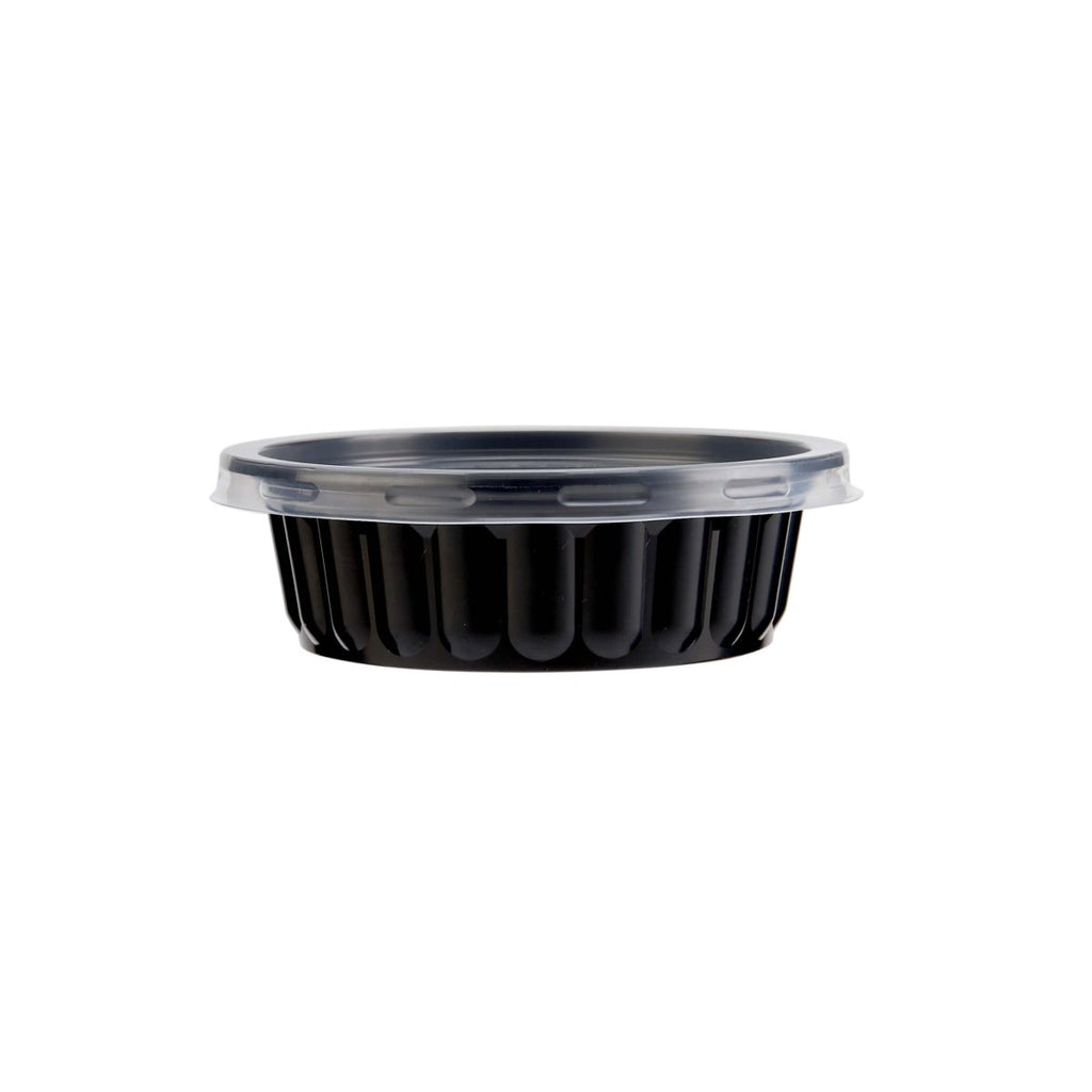Plastic Ribbed Round Black Container - Restauant and cafe supplies ...