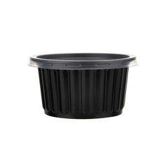 Plastic Ribbed Round Black Container - Restauant and cafe supplies ...